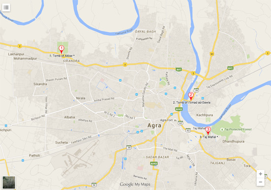 Tour (Map) of Agra, India • Approach Guides
