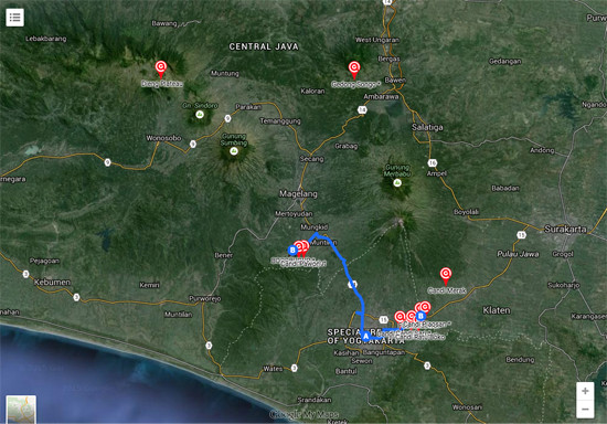 Map of Central Java Temples in Indonesia • Approach Guides