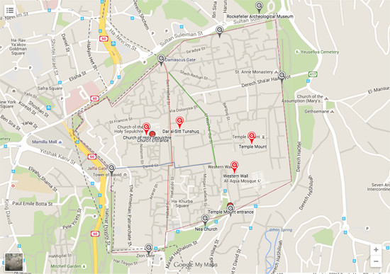 Tour (Map) of the Old City of Jerusalem, Israel • Approach Guides